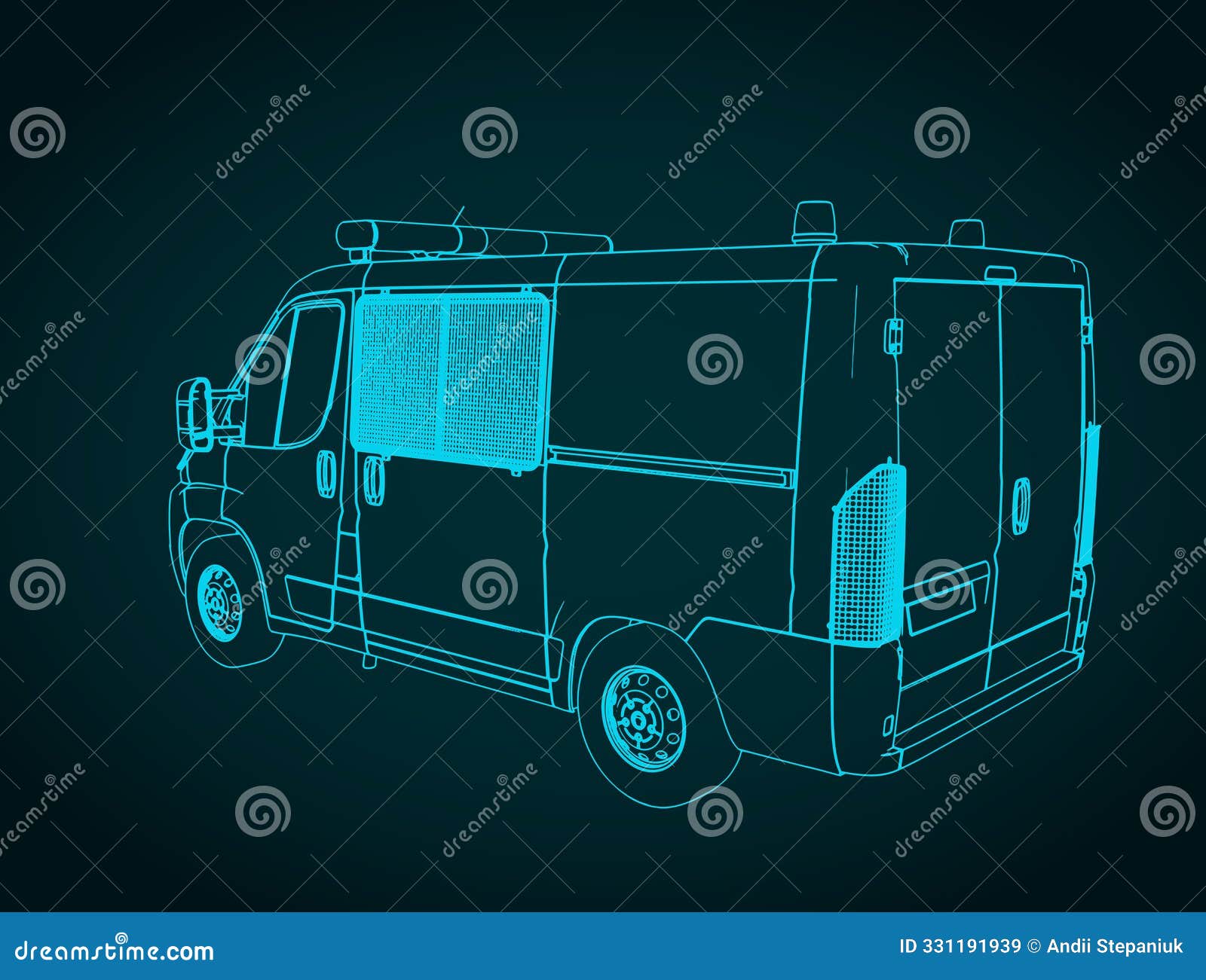 Police Van Technical Drawings Vector Illustration | CartoonDealer.com ...