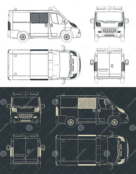 Police Van Technical Drawings Stock Illustration - Illustration of ...