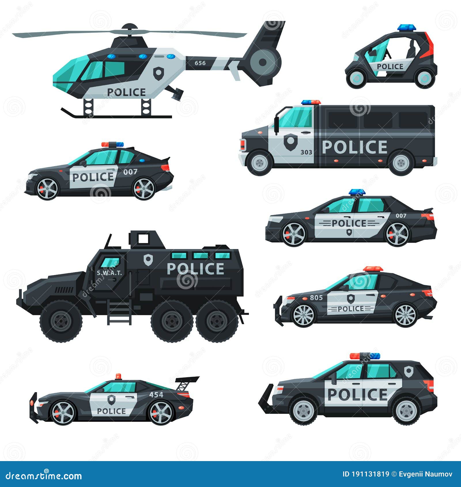 Police Vehicles Collection, Emergency Patrol Transport, Side View Flat ... Police Vehicles Collection, Emergency Patrol Transport, Side View Flat ...