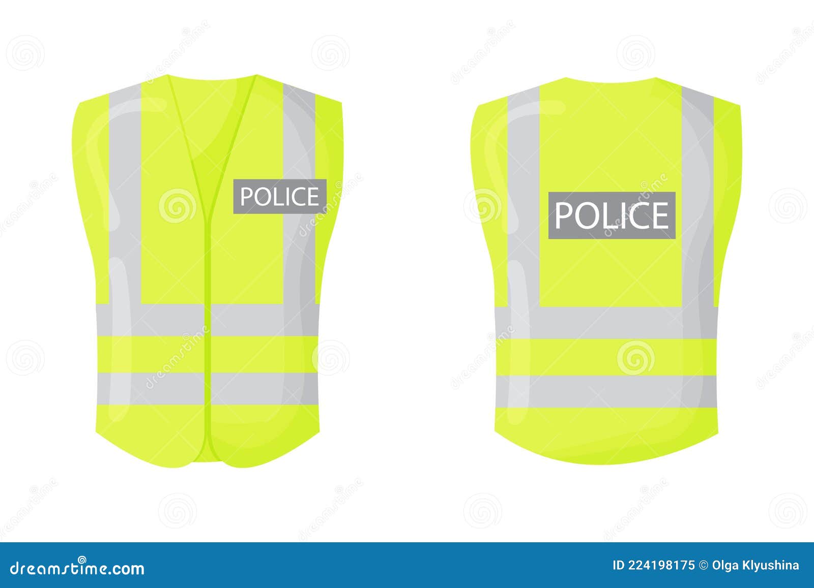Police Vest. Reflective Safety Vest. Vector Isolated Stock Vector ...