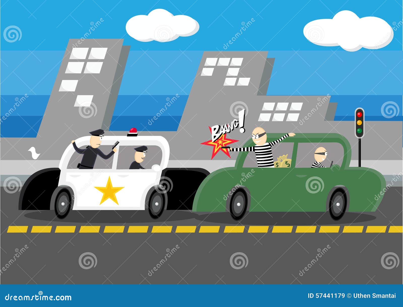 Set Of Police And Robber Design Mascots Vector Illustration ...