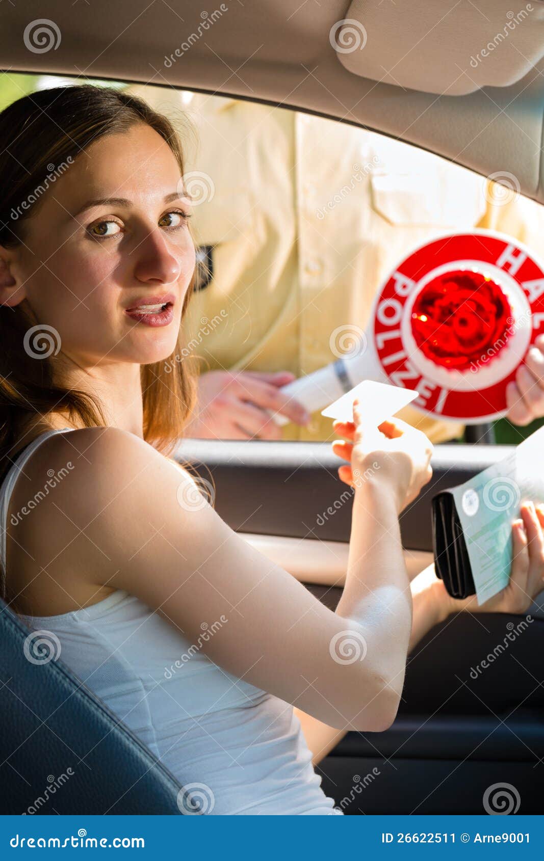 Police - Woman in Traffic Violation Getting Ticket Stock Image - Image ...