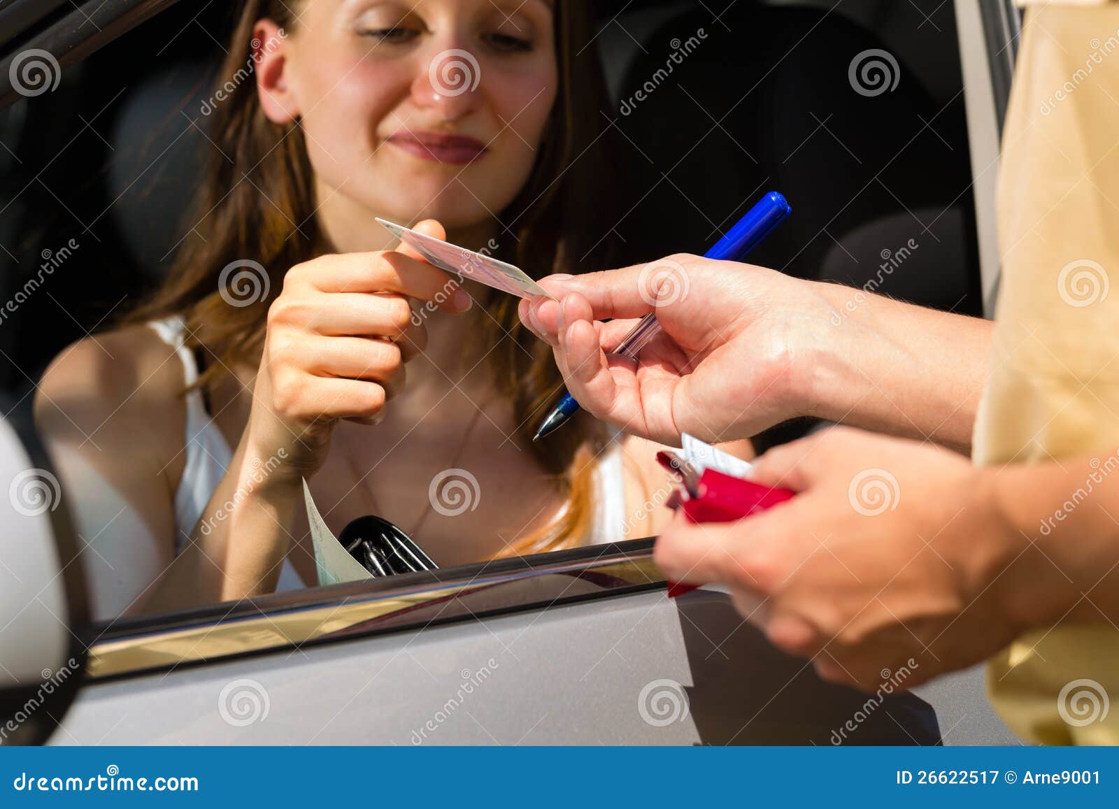 Police - Woman in Traffic Violation Getting Ticket Stock Image - Image ...