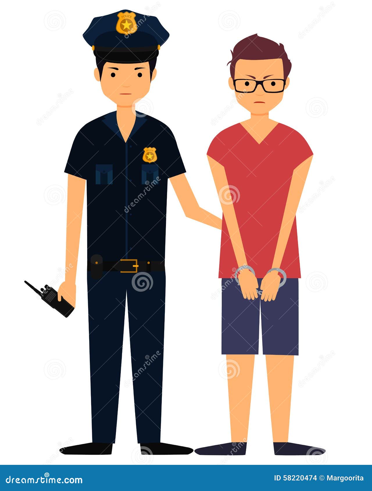Policeman Arrested the Offender Stock Vector - Illustration of angry ...