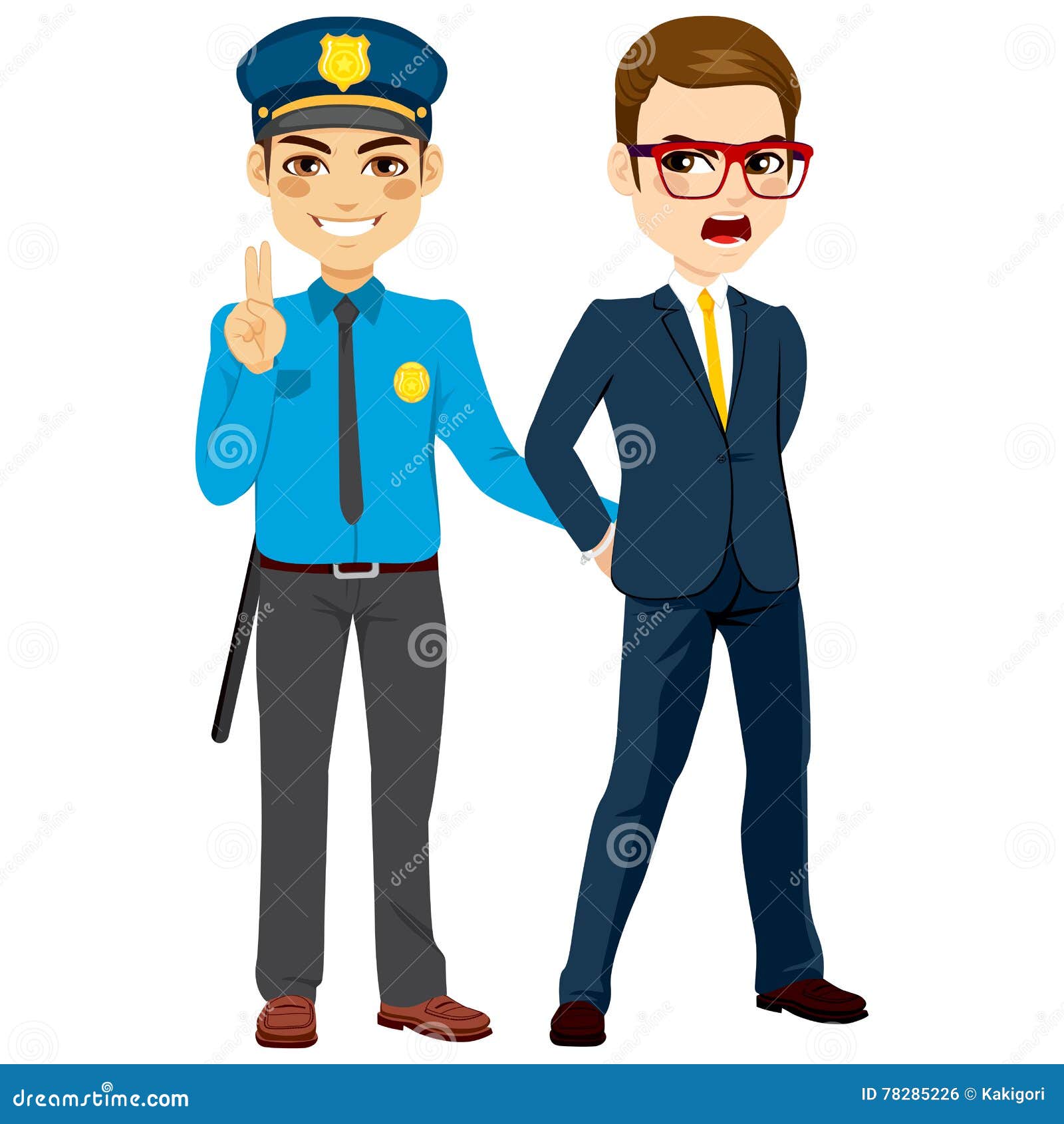 Policeman Arresting Criminal Businessman Stock Vector Illustration Of