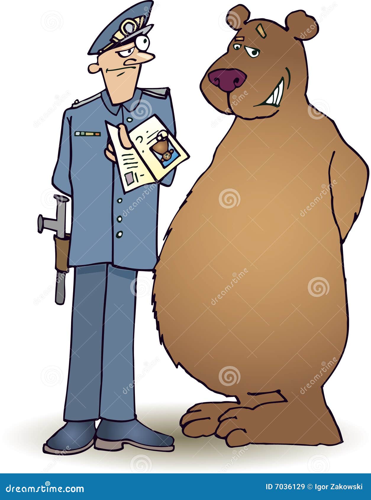 Bear Policeman. Wild Animal Police Form. Cap And Body Armor. Grizzly In ...