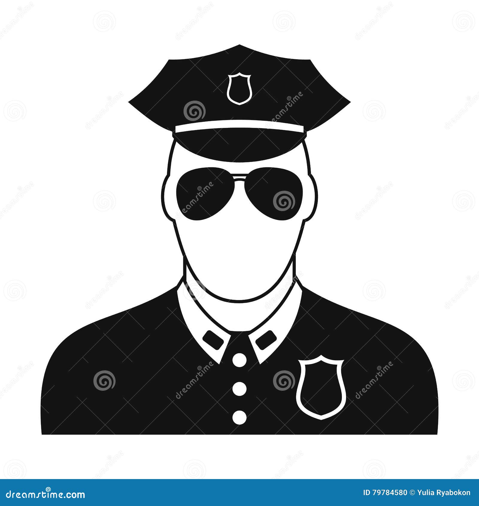 Policeman black plain icon stock vector. Illustration of person - 79784580