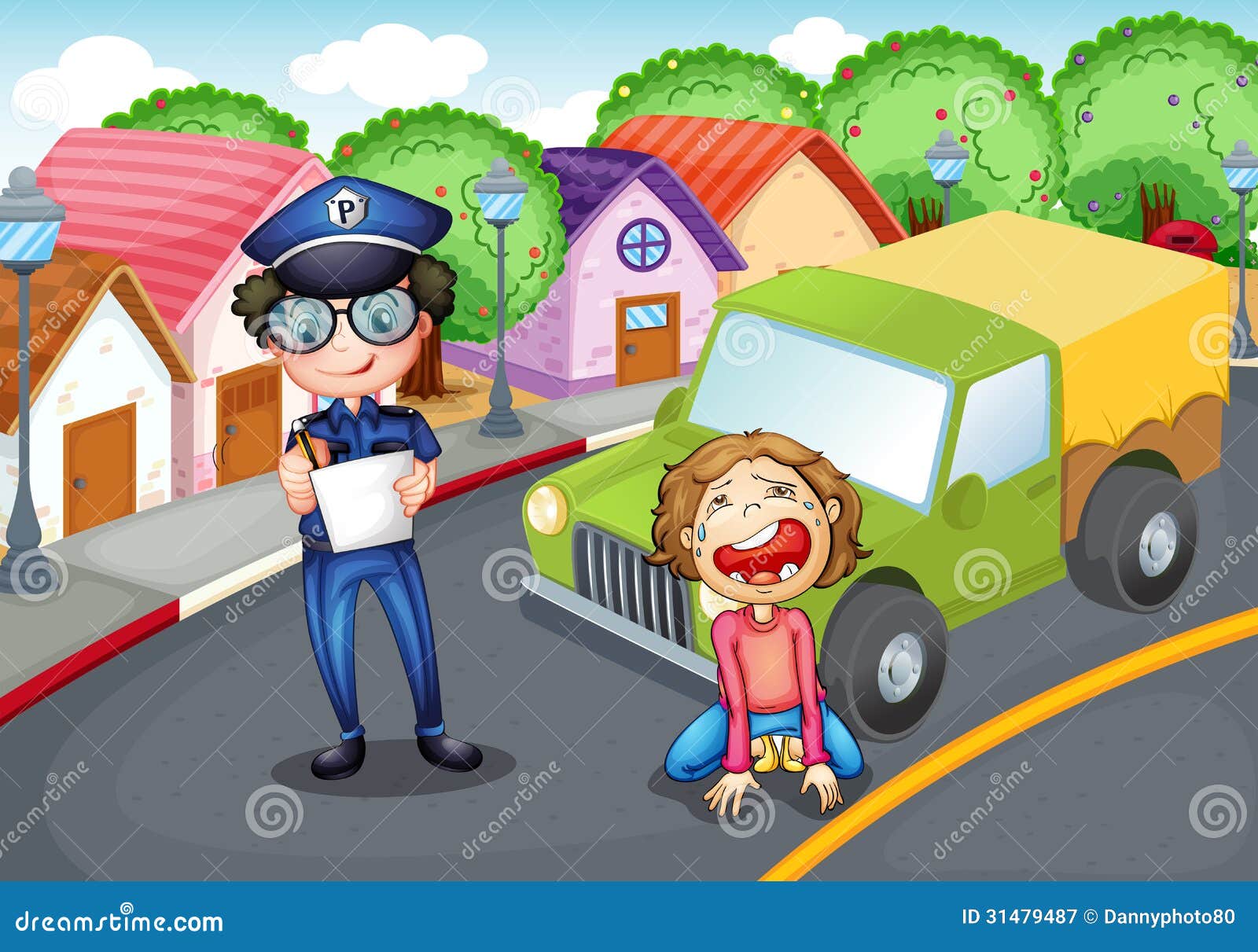 The Policeman and the Crying Driver Stock Vector - Illustration of male ...