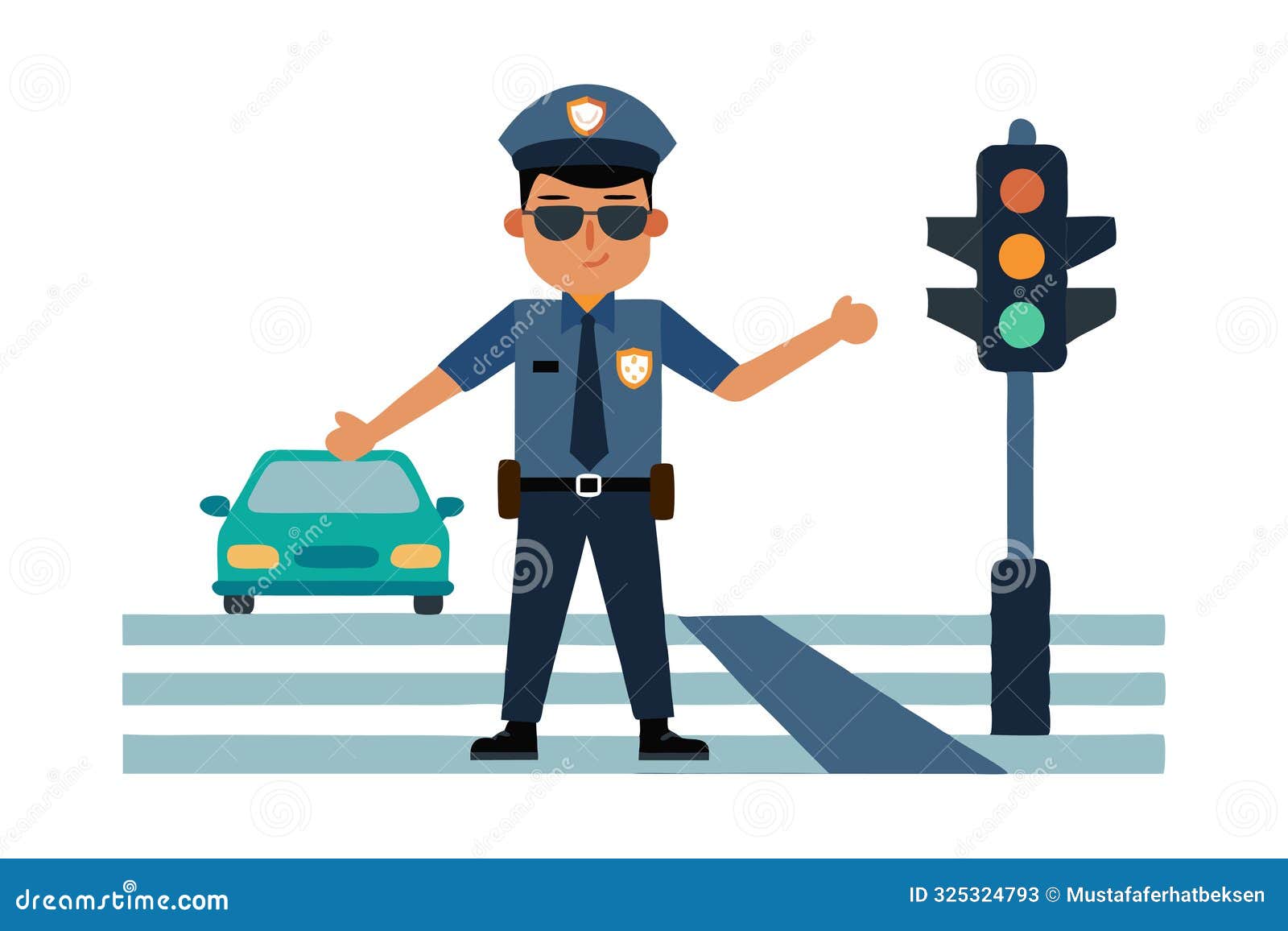 Policeman Directing Traffic at a Crosswalk Stock Vector - Illustration ...