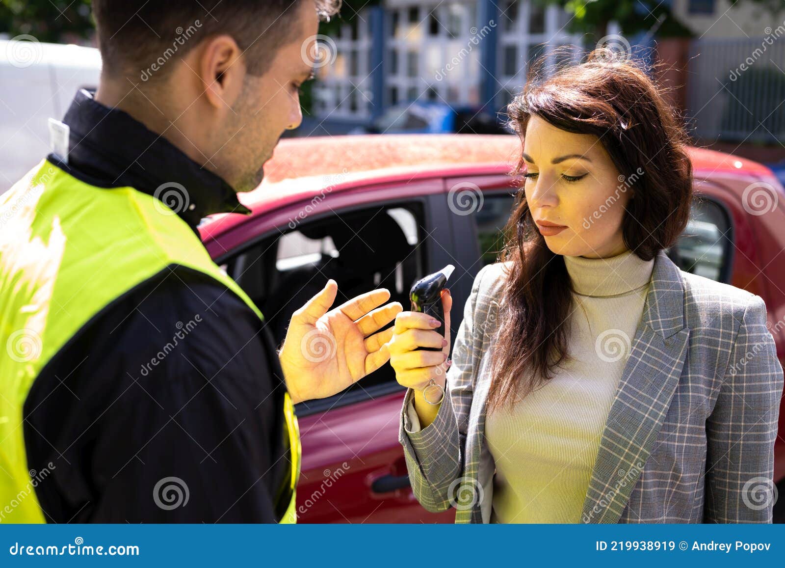 Policeman Doing Driver Alcohol Test Stock Image - Image of measure ...
