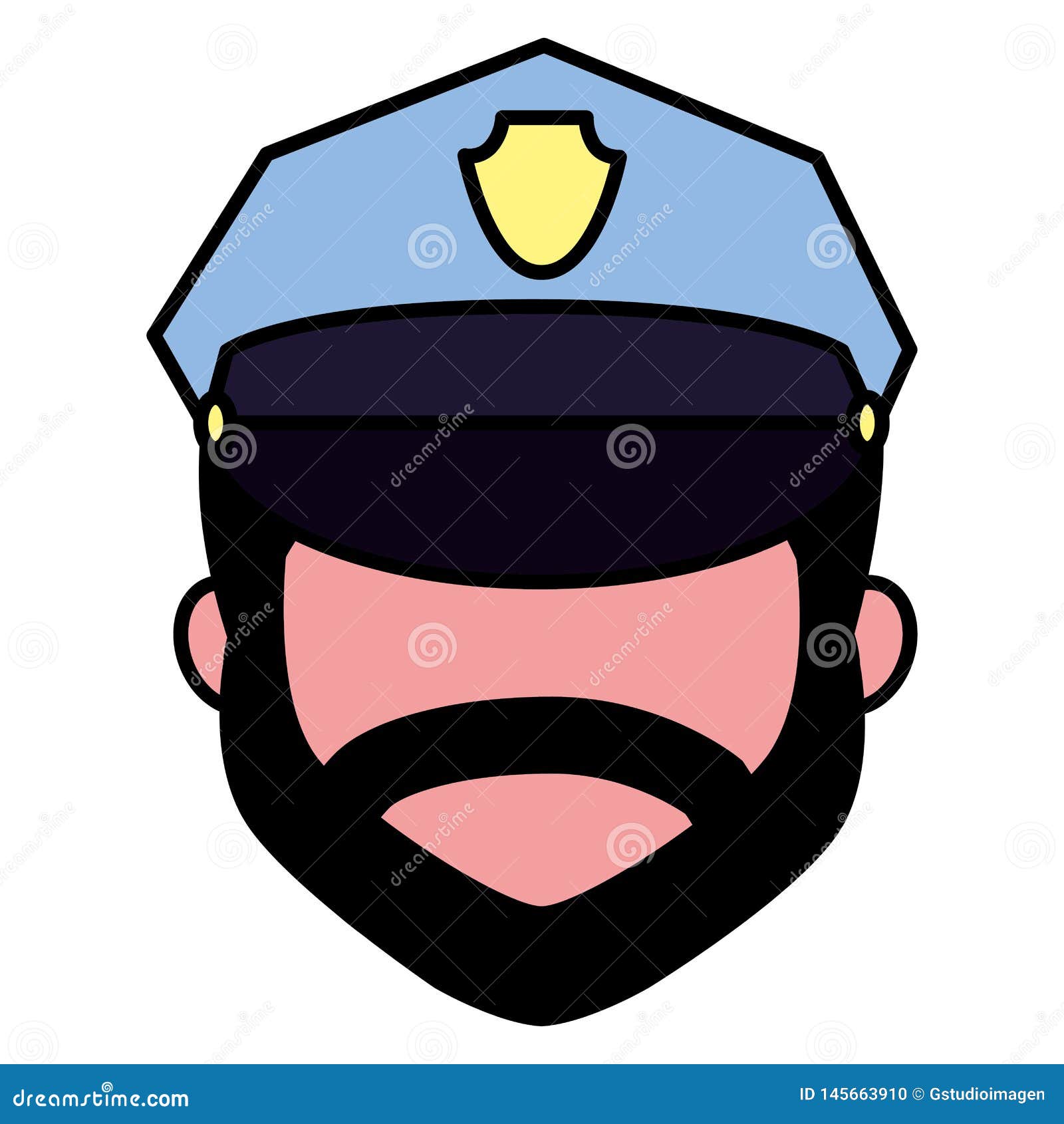 Policeman Face on White Background Stock Illustration - Illustration of ...