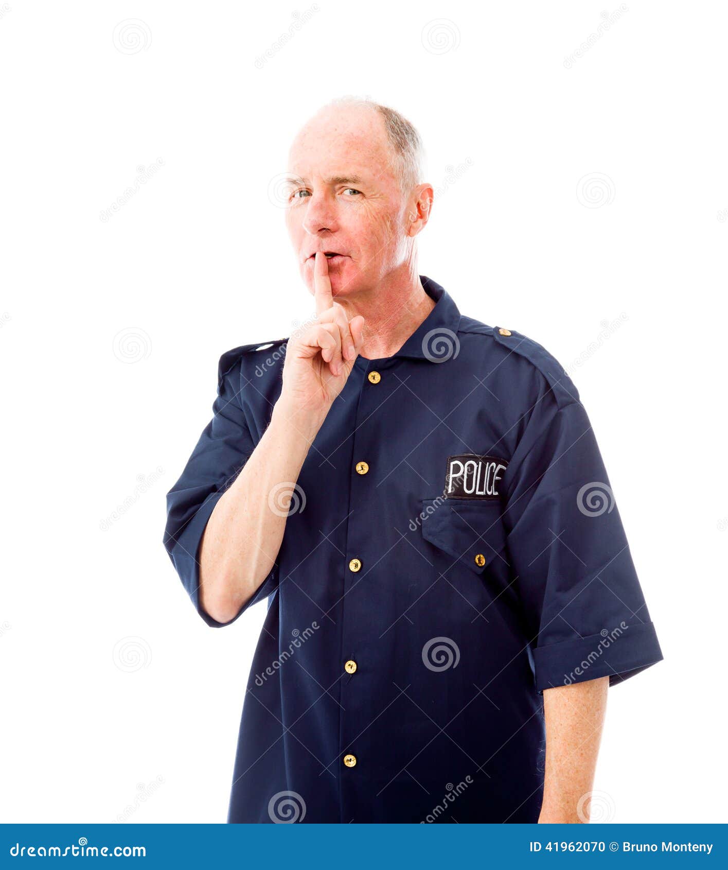 Policeman with Finger on Lips Stock Photo - Image of years, human: 41962070