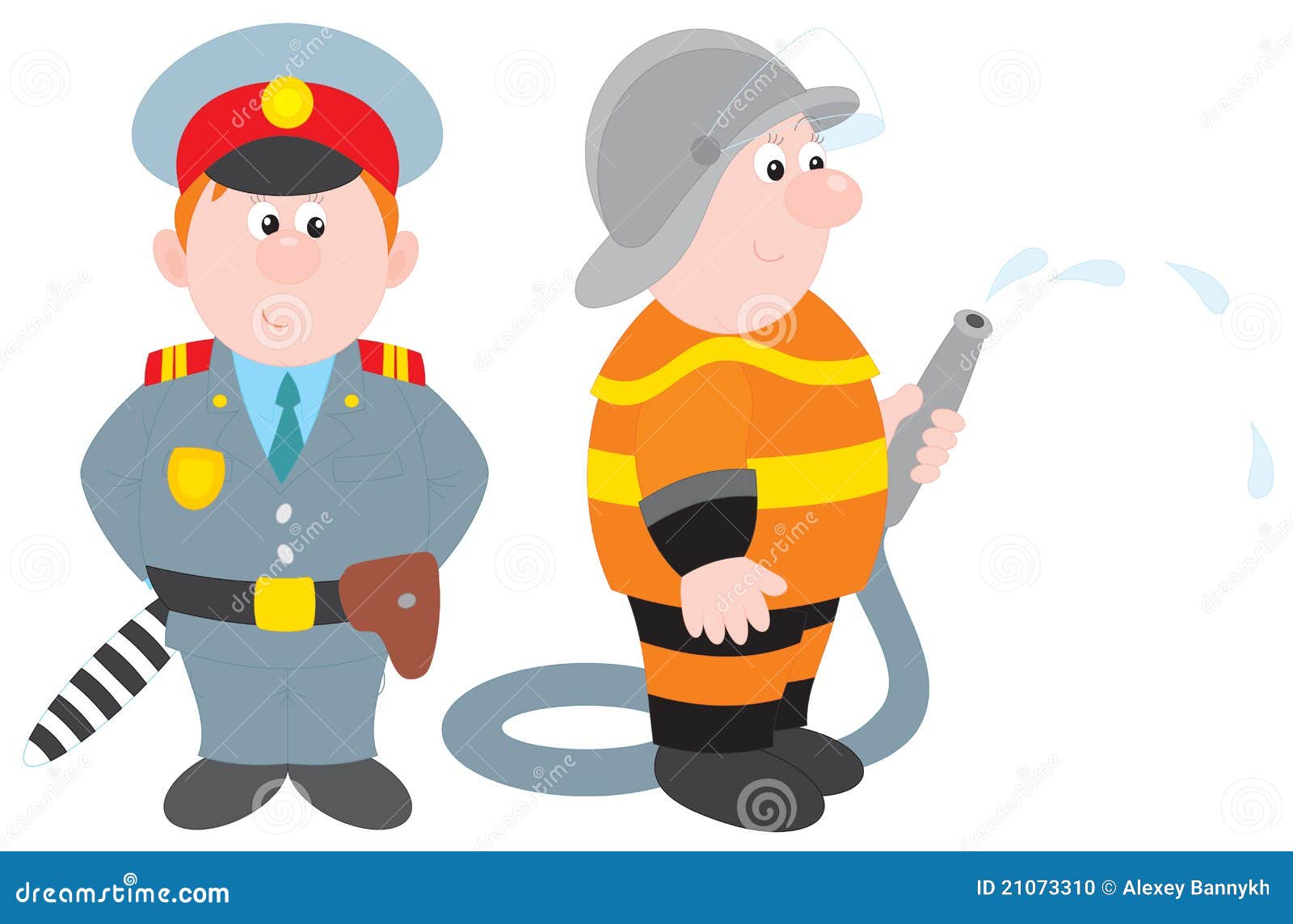 Policeman and fireman stock vector. Image of fire, cartoon - 21073310
