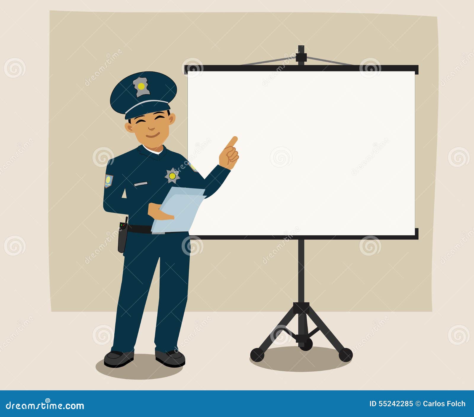 Policeman giving a speech stock illustration. Illustration of index ...