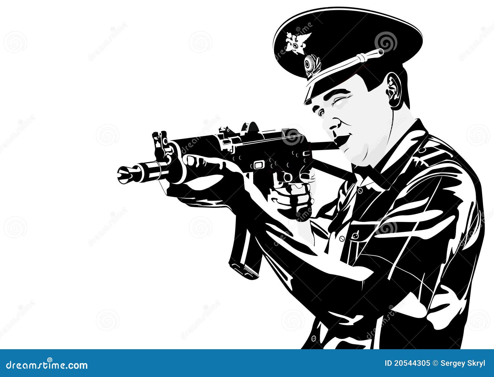 A policeman with a gun stock vector. Illustration of black - 20544305