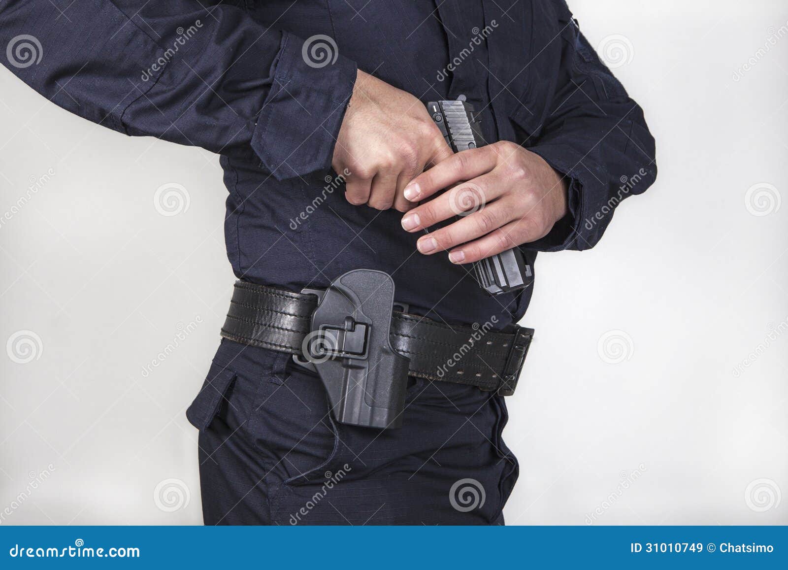 Policeman with gun stock image. Image of ready, crime - 31010749