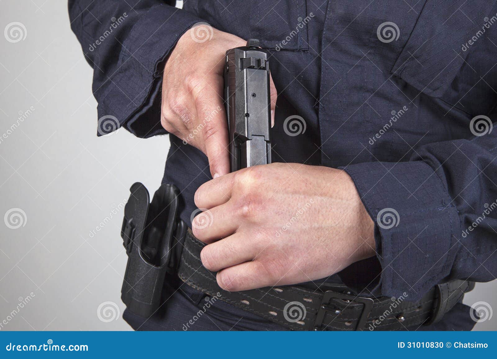 Policeman with gun stock photo. Image of ready, guard - 31010830