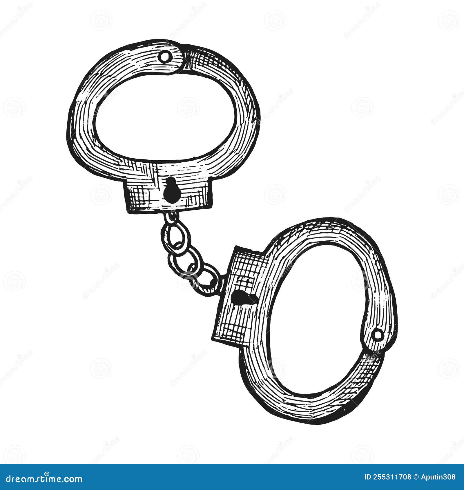 Policeman Handcuffs Vector Hand Sketch Isolated Stock Vector ...