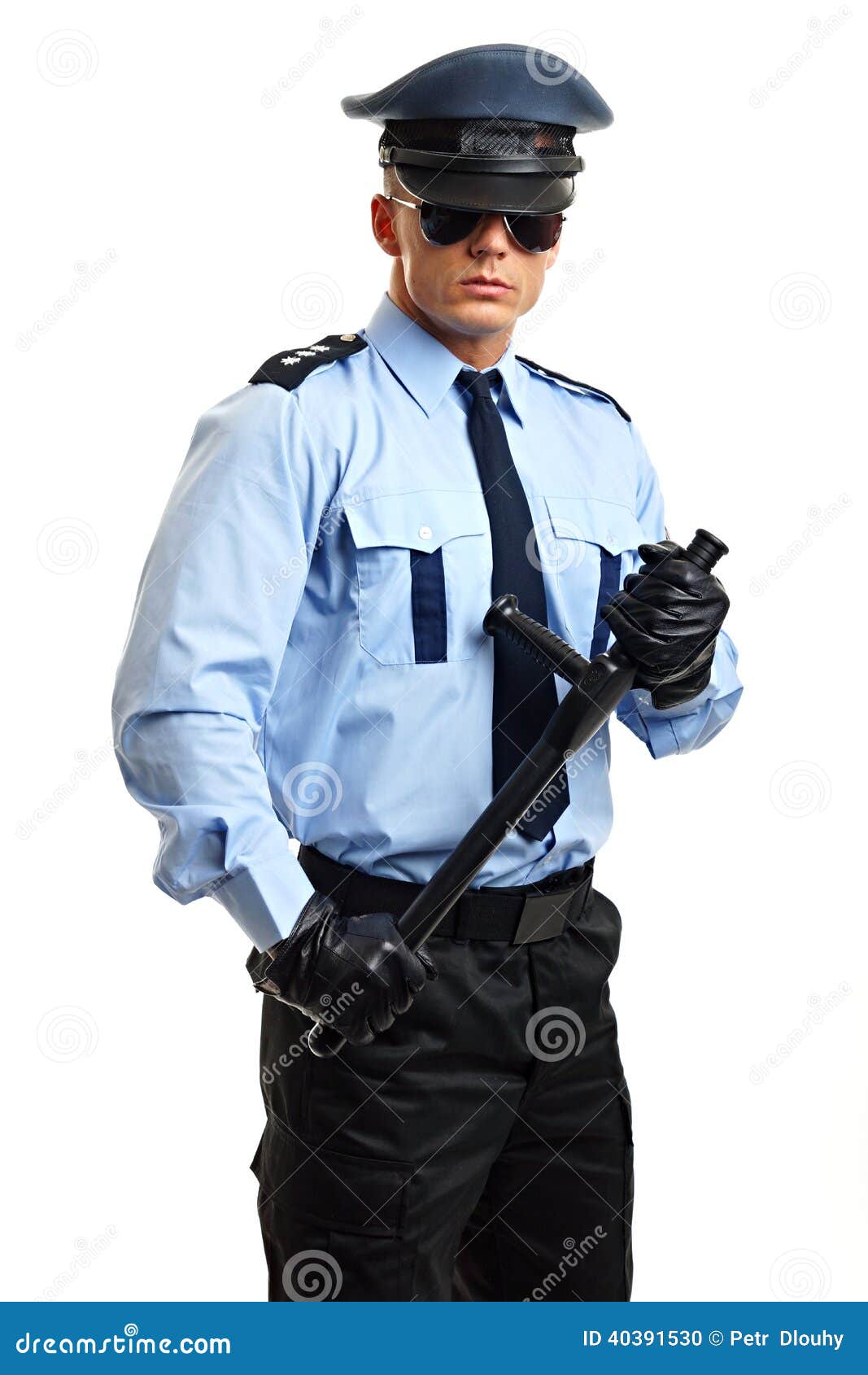 Policeman hold nightstick stock photo. Image of male - 40391530