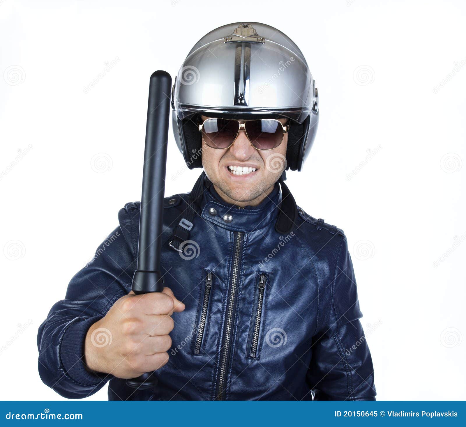 Policeman is Holding a Stick Stock Image - Image of people, middle ...