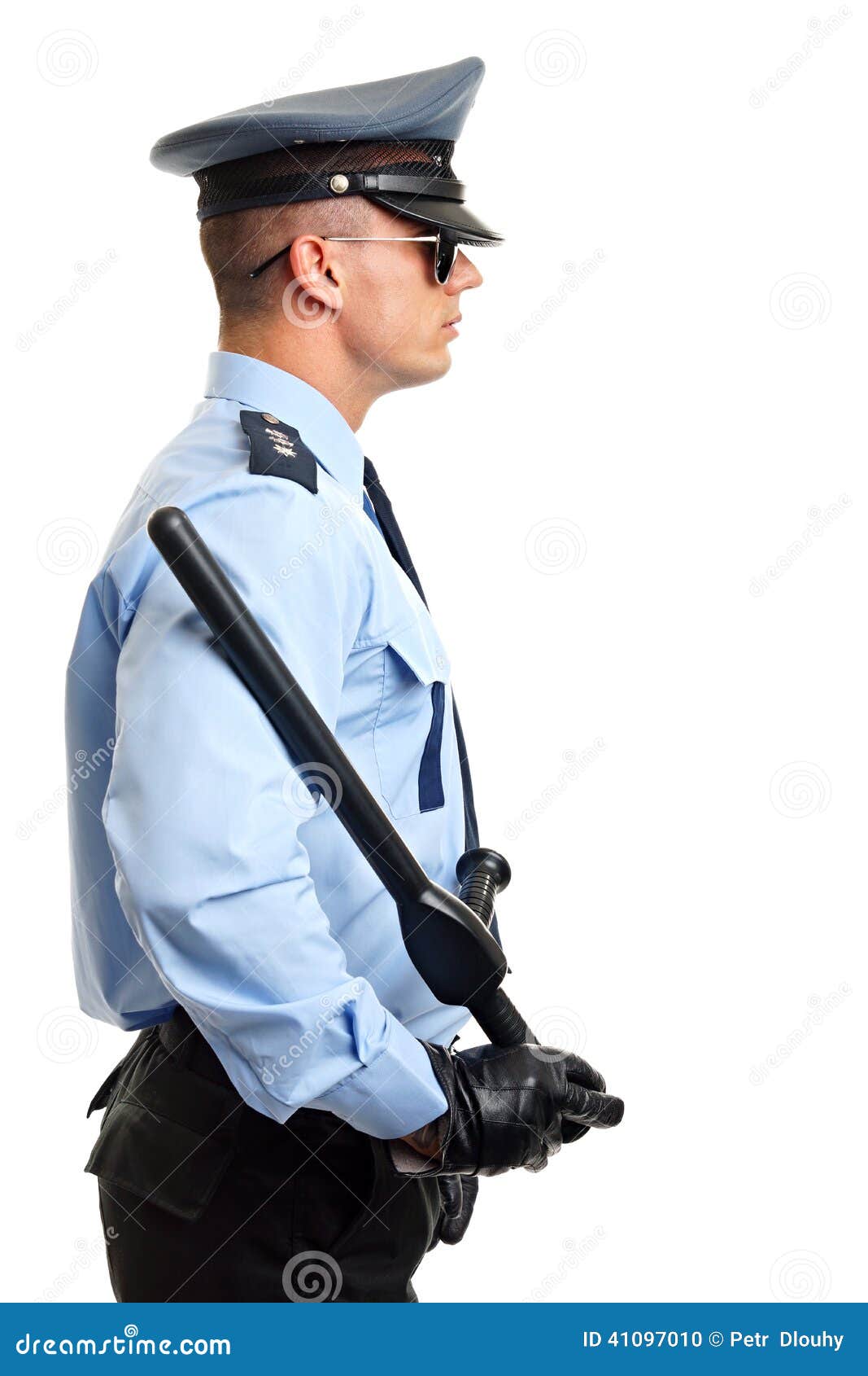 Policeman holds nightstick stock photo. Image of nightstick - 41097010