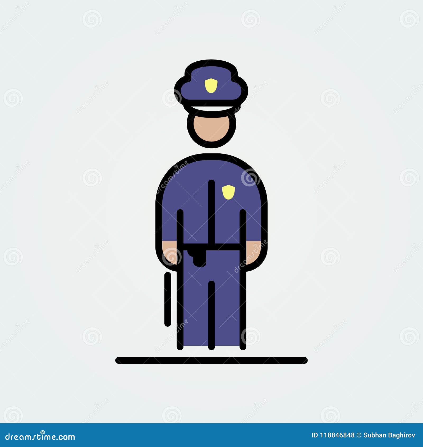 Policeman Icon Avatar Simple Flat Style Illustration | CartoonDealer ...