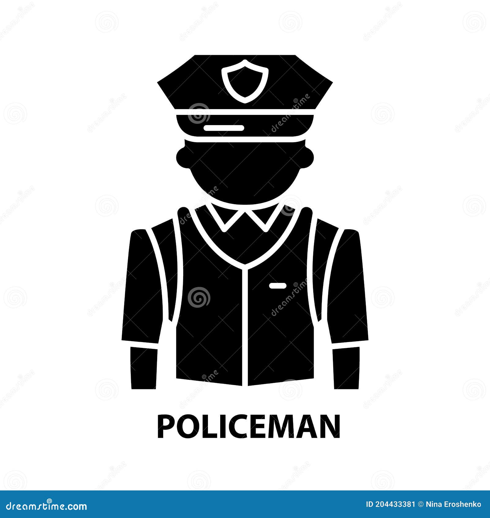 Policeman Icon, Black Vector Sign with Editable Strokes, Concept ...