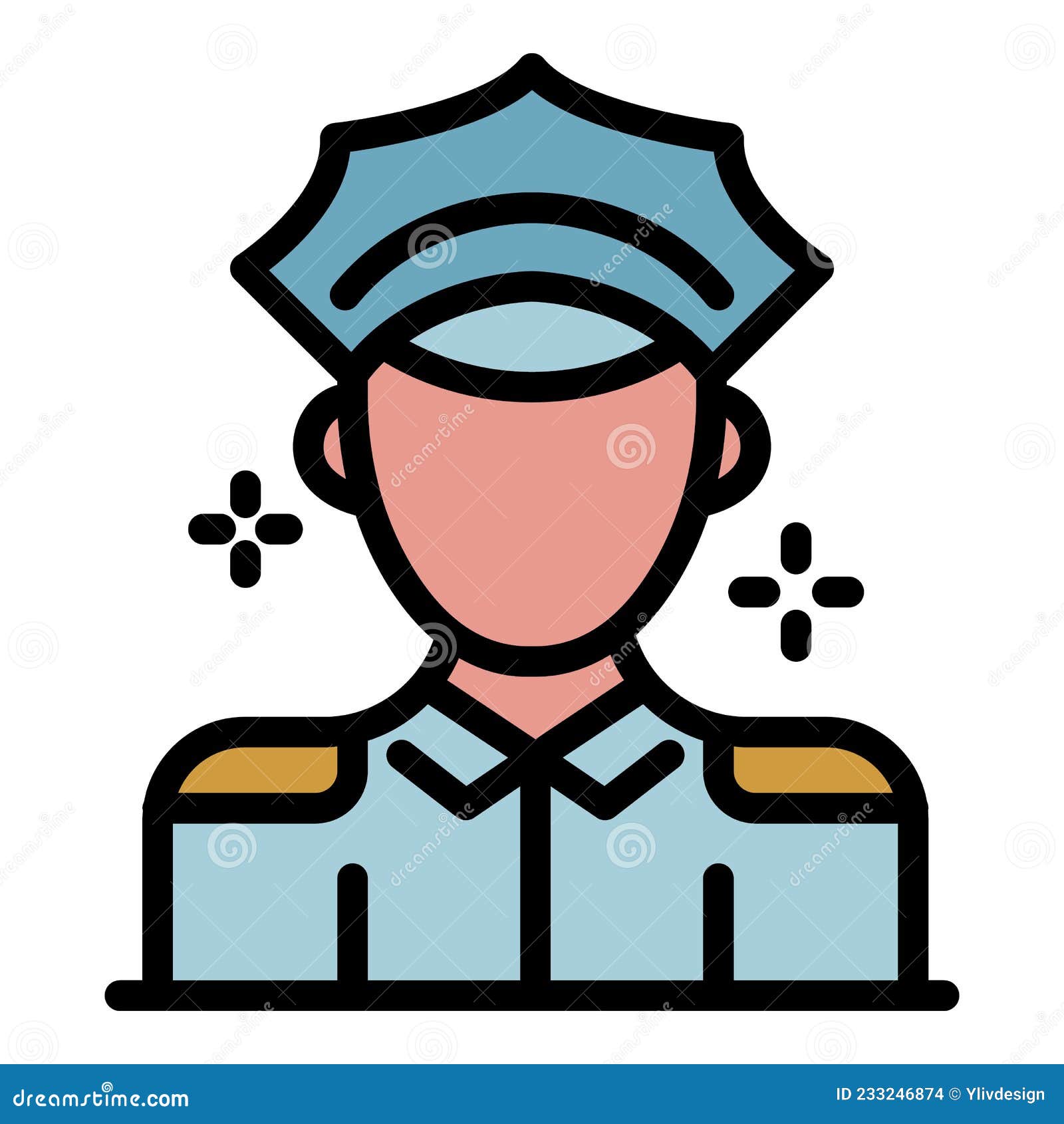 Policeman Icon Color Outline Vector | CartoonDealer.com #233246874