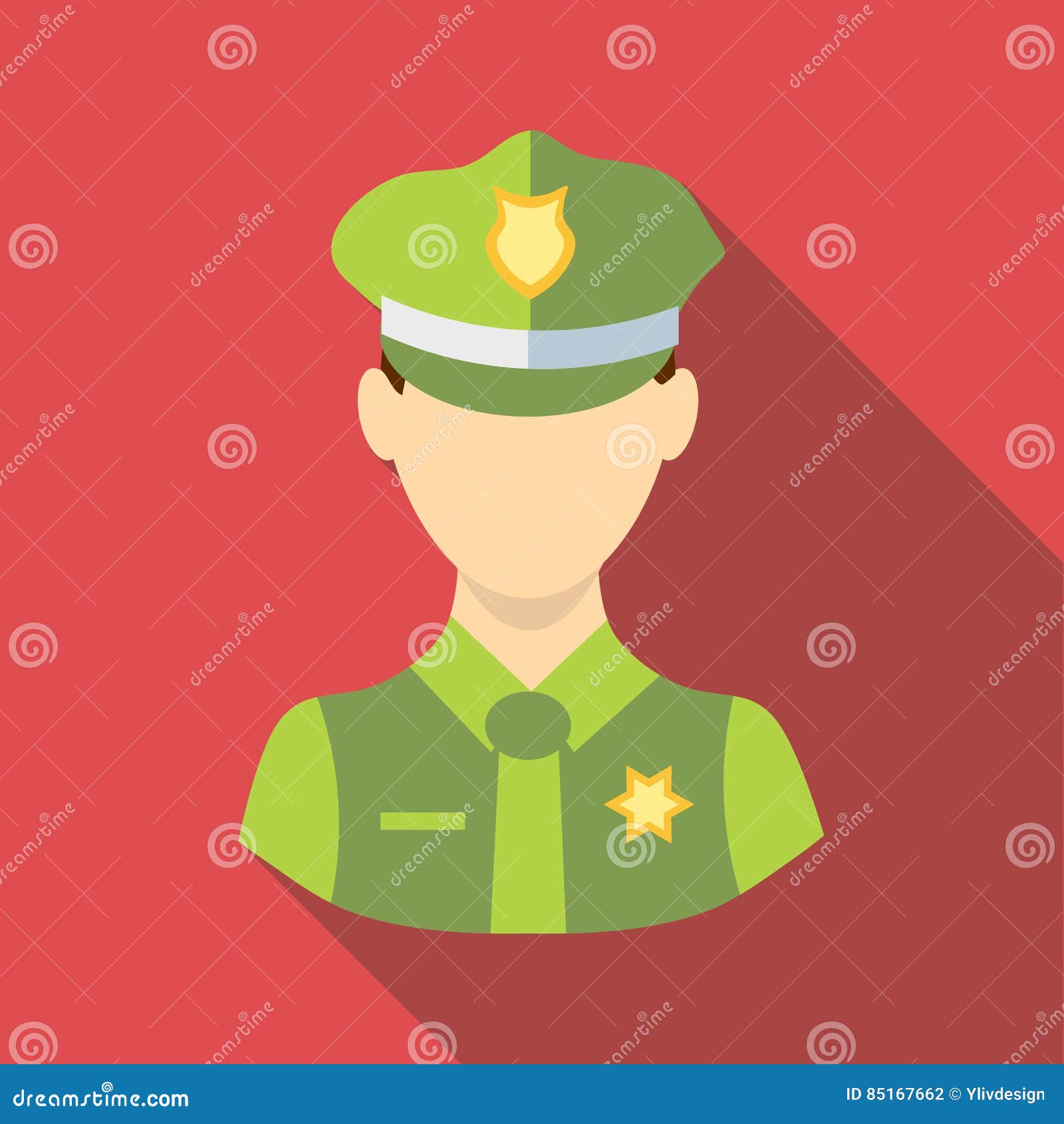 Policeman icon, flat style stock vector. Illustration of force - 85167662
