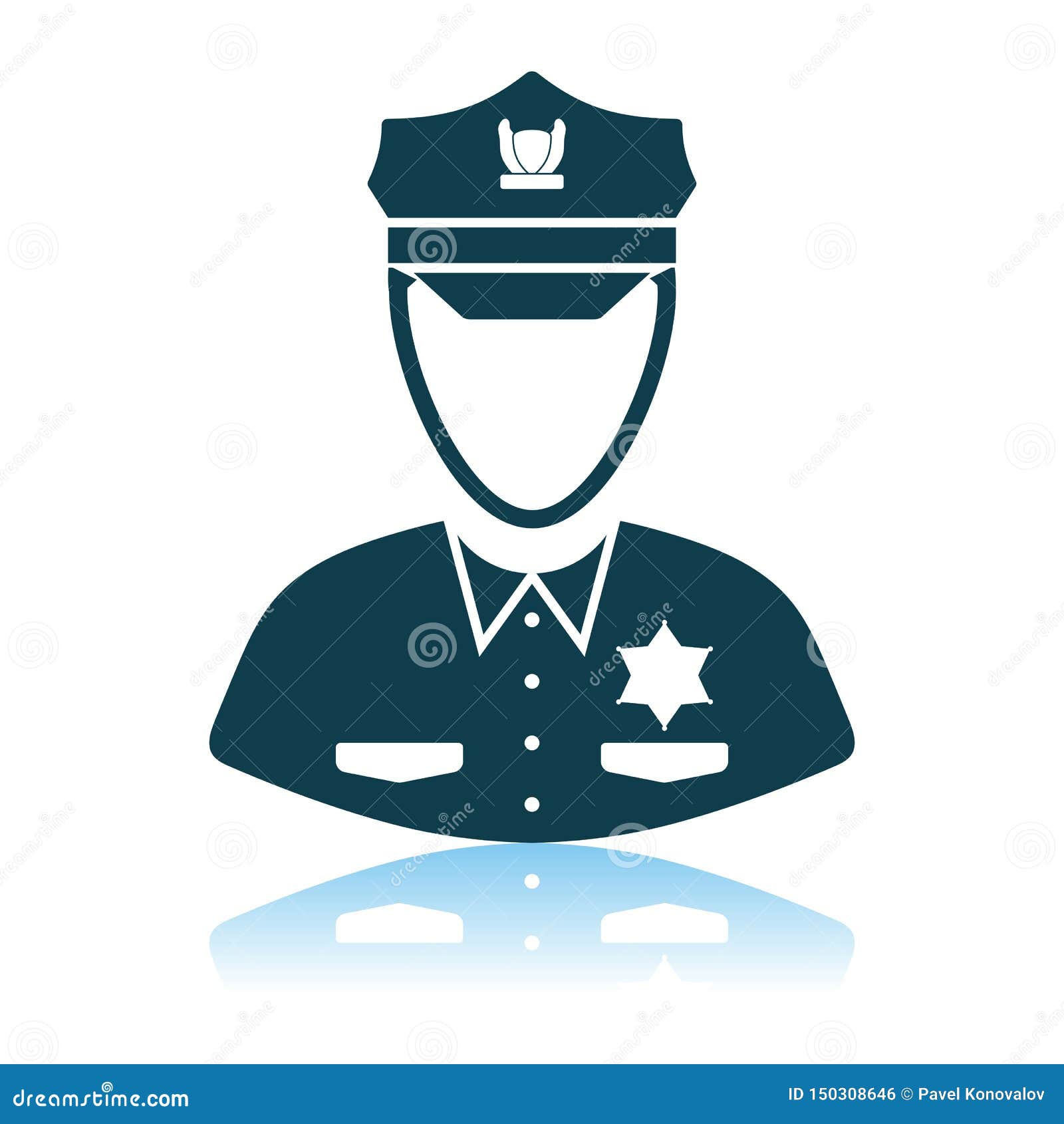 Policeman Icon In Monochrome Style Isolated On White Background. People ...