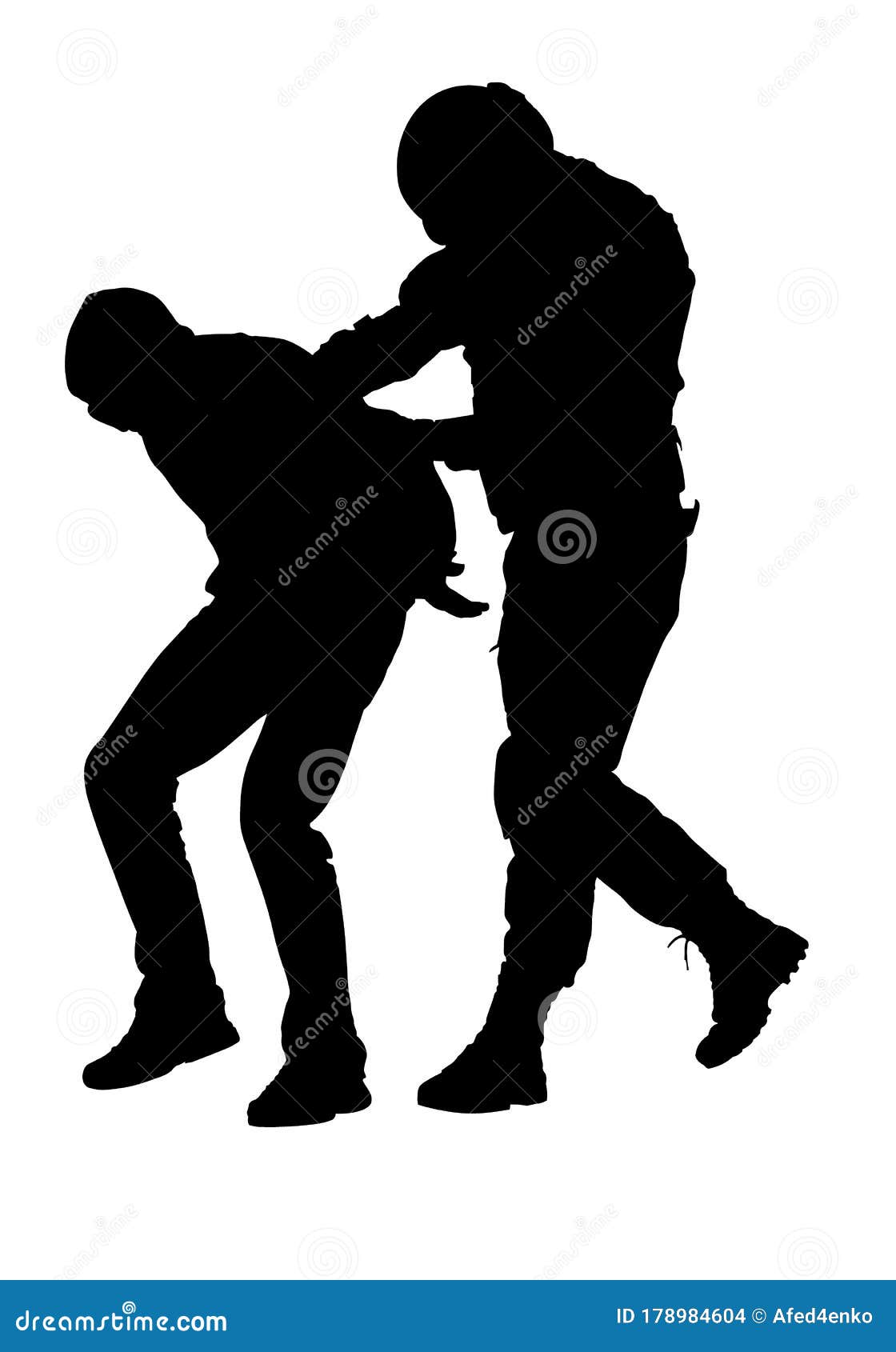 Policeman Leads a Detainee in Handcuffs Silhouette Stock Vector ...