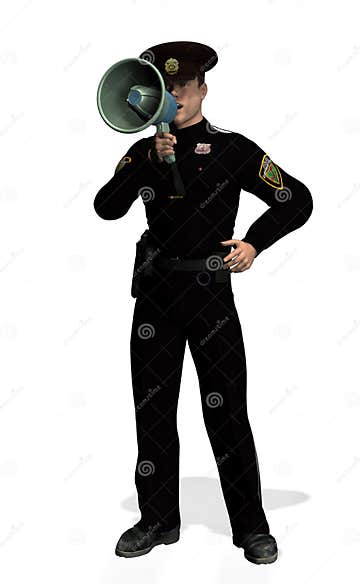 Policeman with Megaphone 2 - with Clipping Path Stock Illustration ...