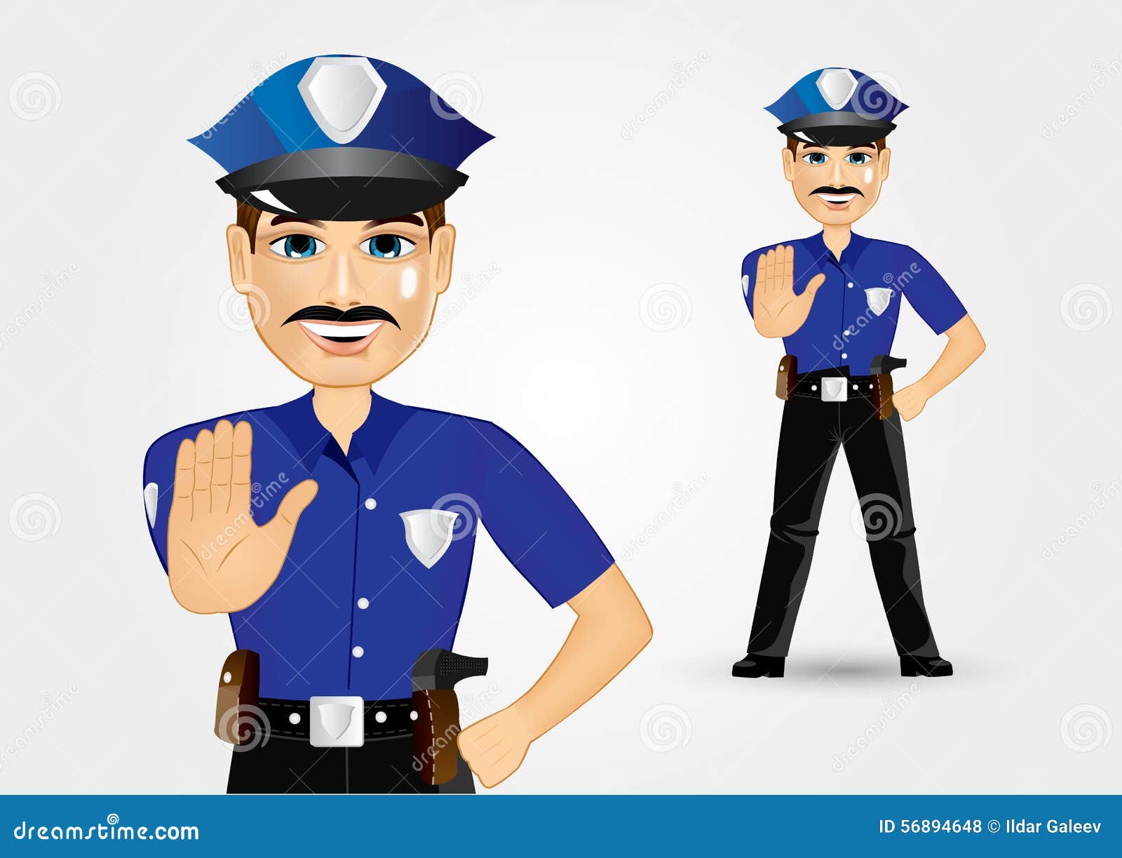 Policeman with Mustache Showing Stop Gesture Stock Vector ...