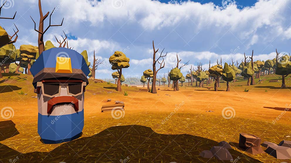 A Policeman with a Mustache in a Virtual Setting and with a Natural ...