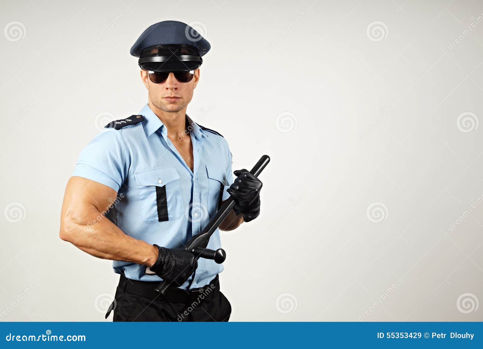Policeman with nightstick stock image. Image of caucasian - 55353429