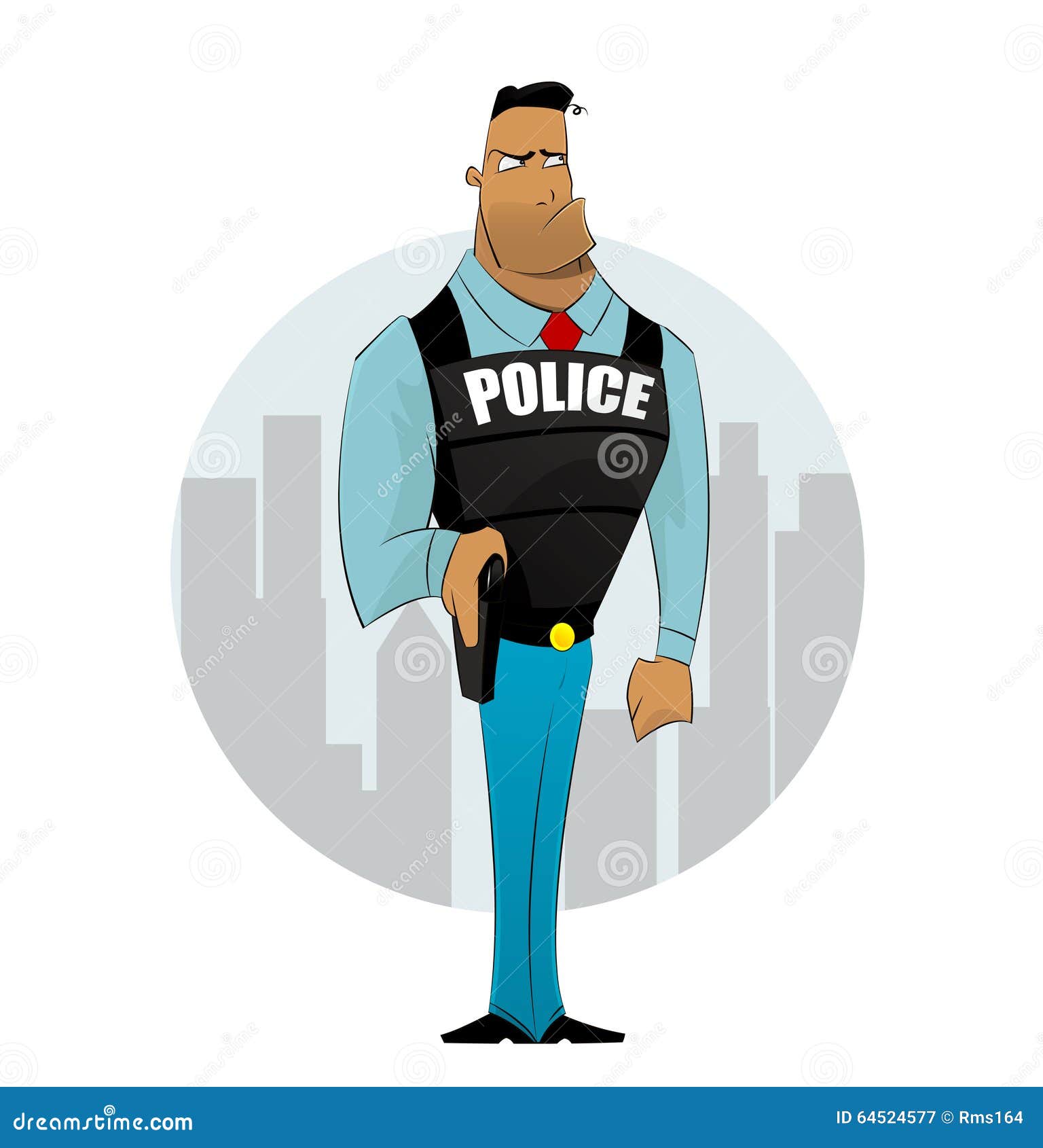 Policeman Officer on City Background Stock Vector - Illustration of ...