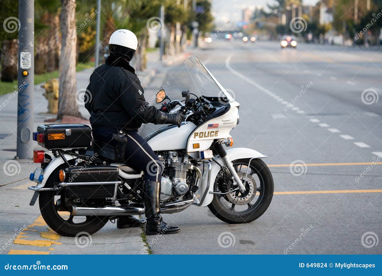 Policeman on a Police Motorbike Stock Photo - Image of caution, male ...
