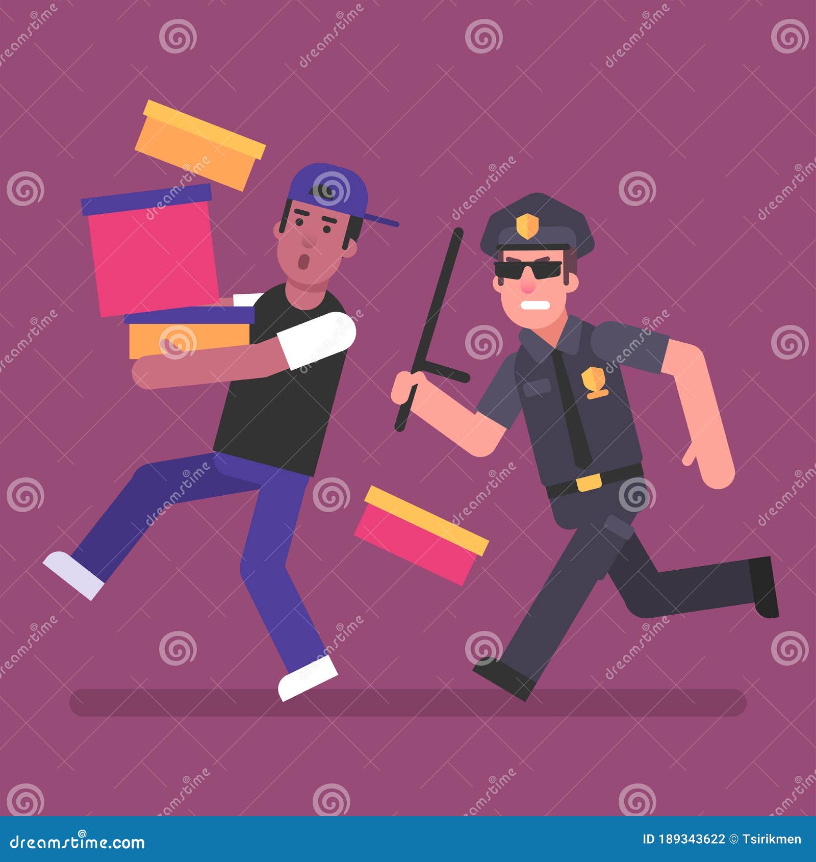 Policeman. American Cop Security Officer, Police Patrol In Uniform With ...