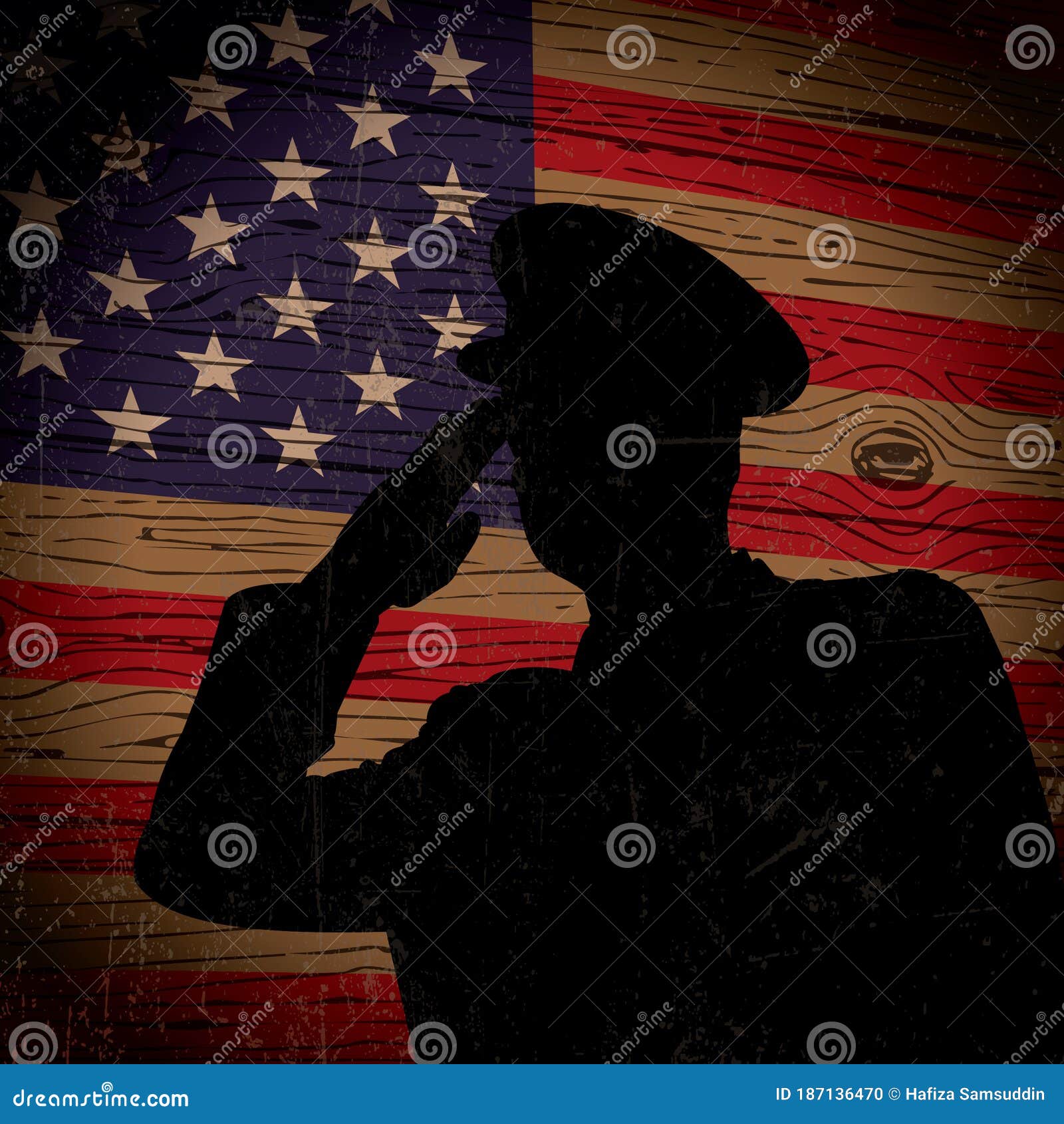 Policeman Saluting American Flag. Vector Illustration Decorative Design ...