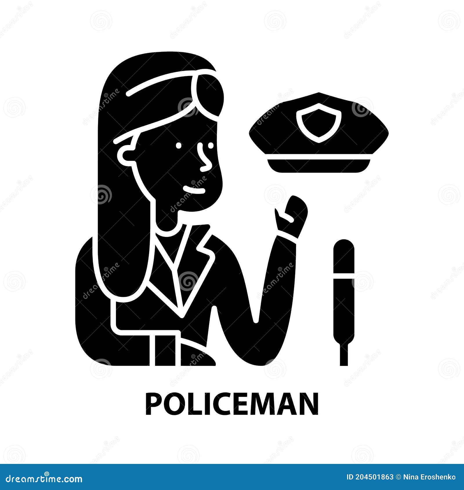 Policeman Sign Icon, Black Vector Sign with Editable Strokes, Concept ...