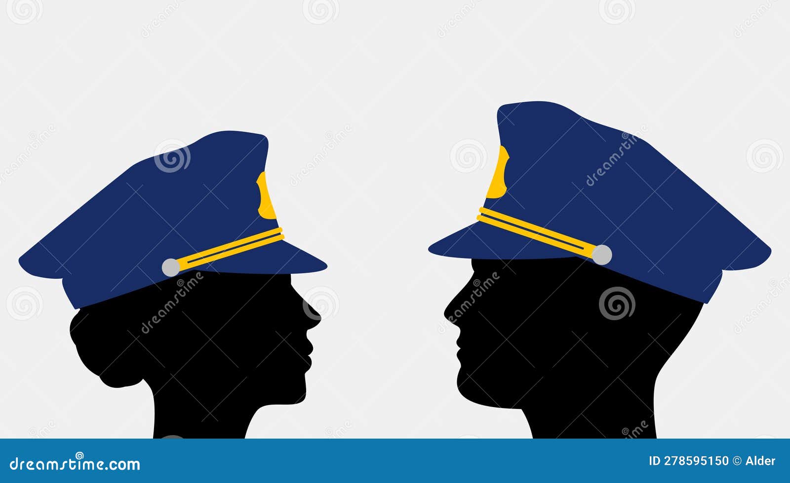 Policeman in uniform caps stock vector. Illustration of profile - 278595150