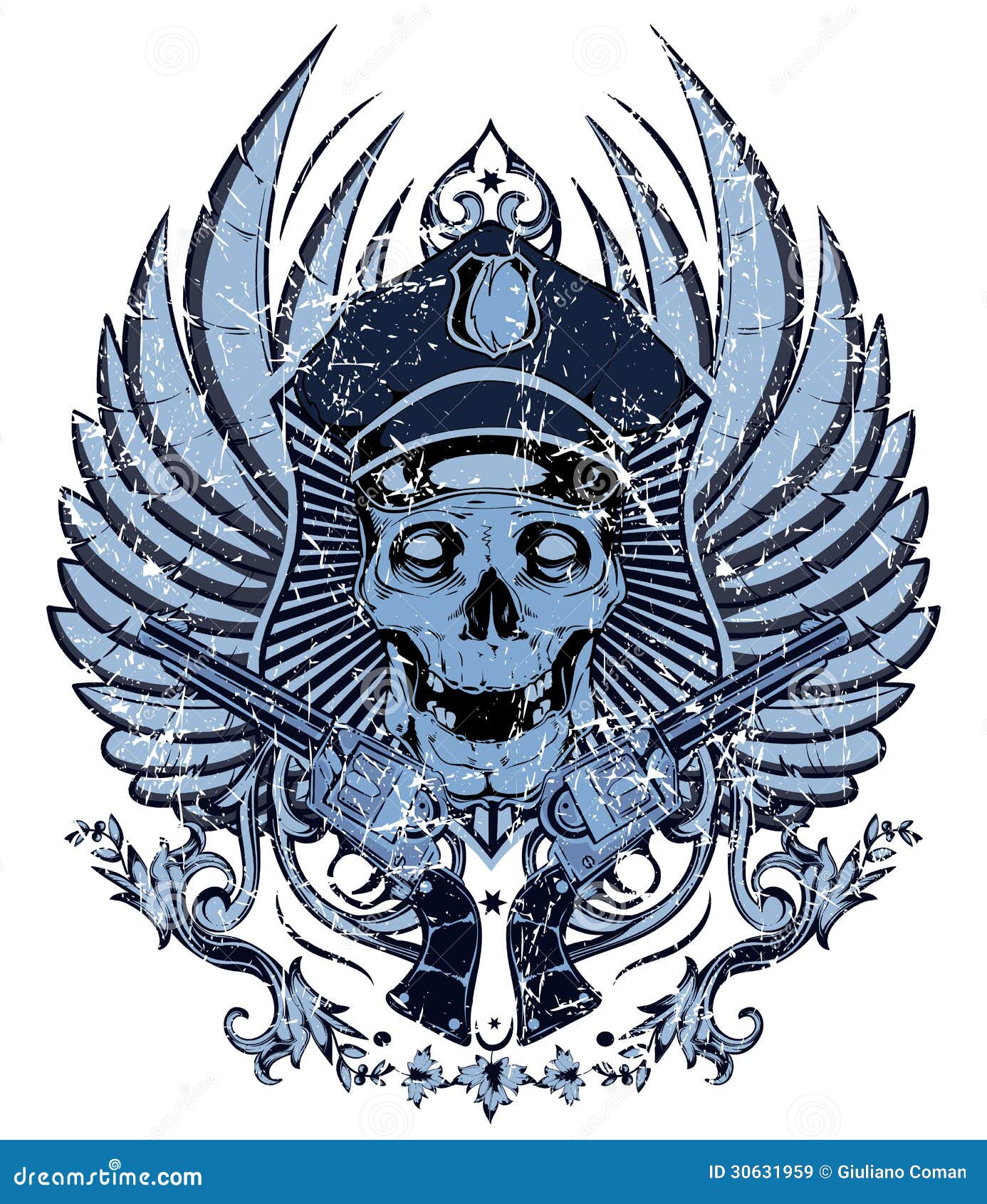 Policeman skull stock illustration. Illustration of black - 30631959