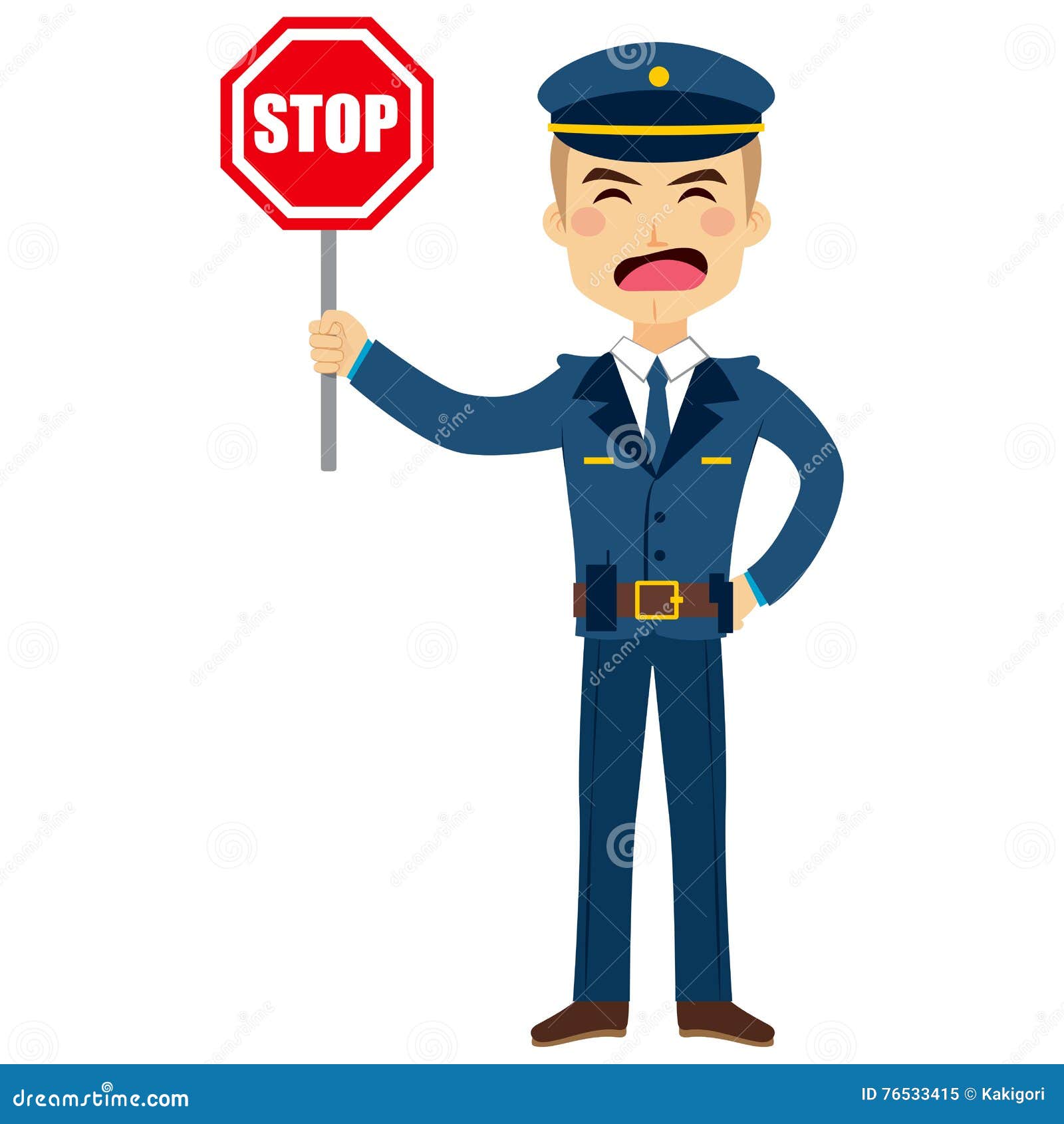 Policeman Stop Sign stock vector. Illustration of patrol - 76533415