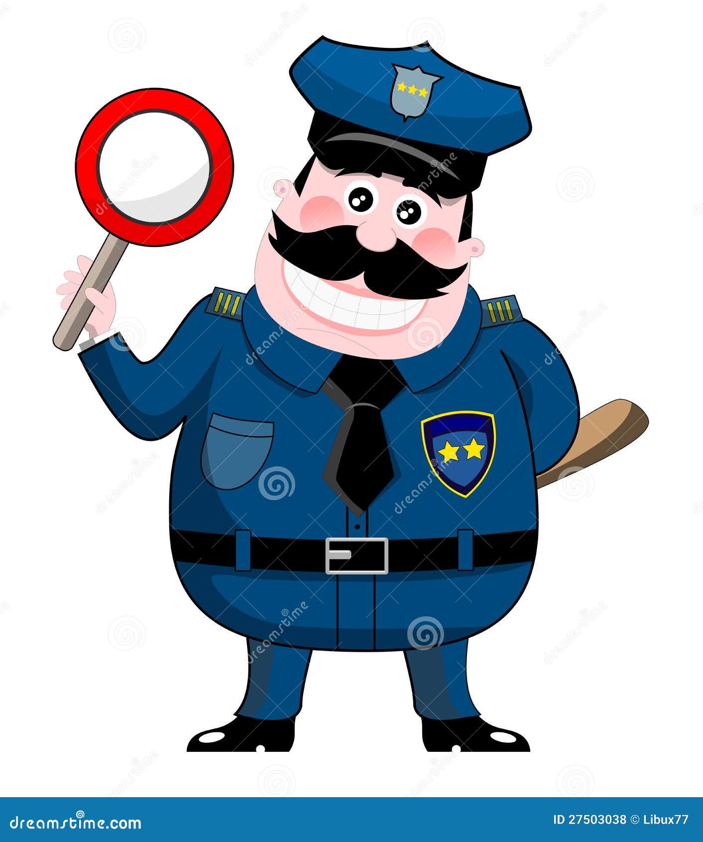 Brave Policeman In Uniform And Cap Salutes Cartoon Vector ...