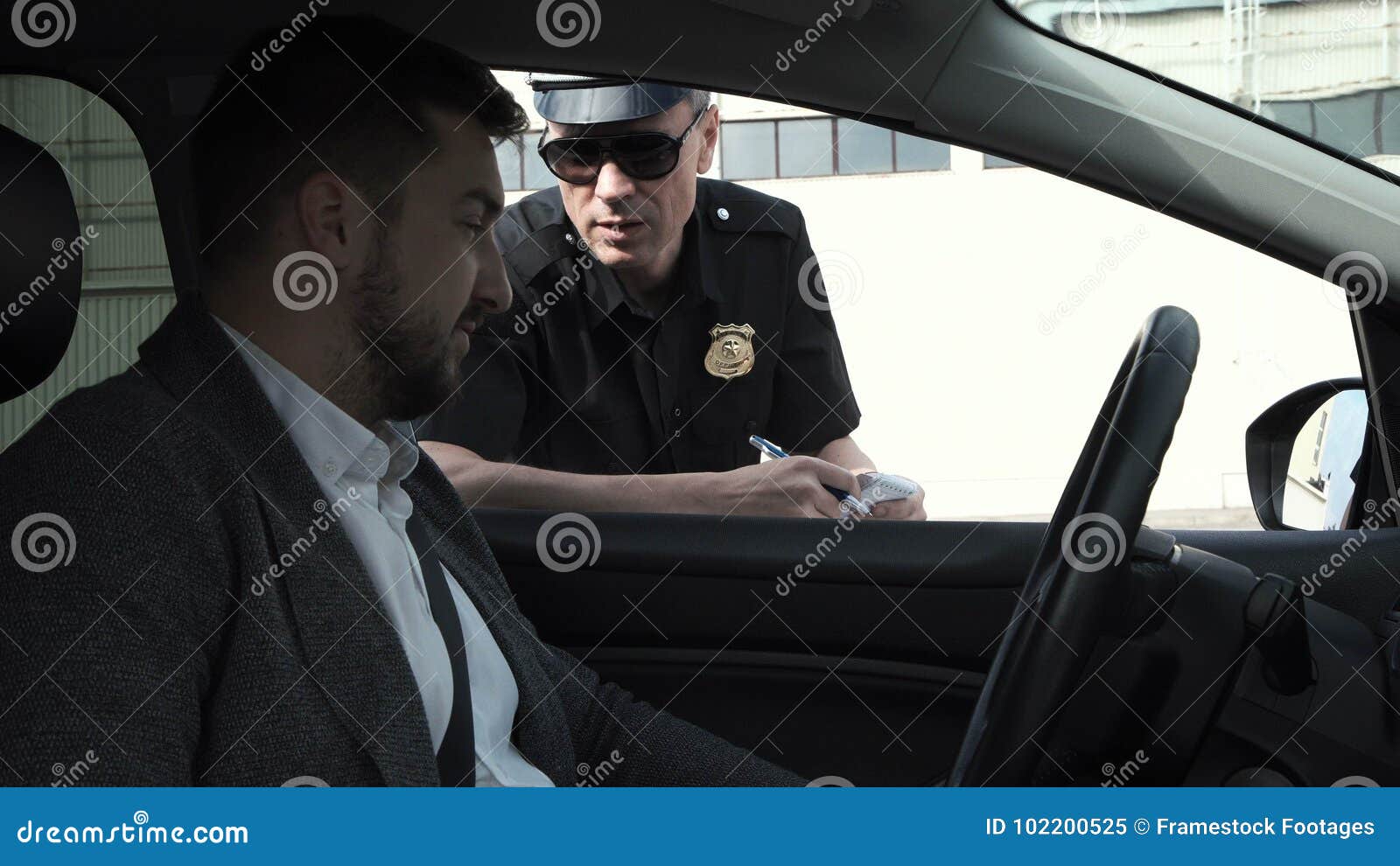 Policeman Stopping a Driver Stock Image - Image of notification ...