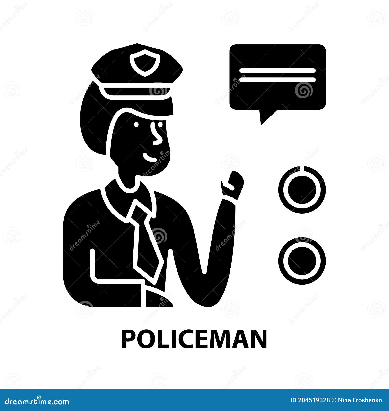 Policeman Symbol Icon, Black Vector Sign with Editable Strokes, Concept ...