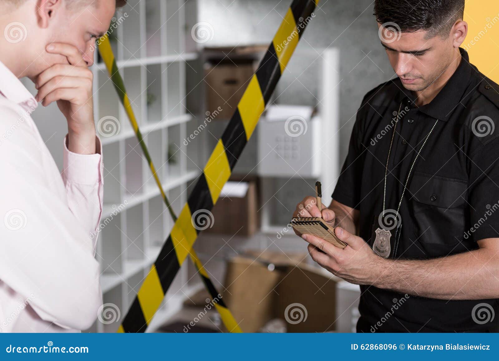 Policeman is taking notes stock photo. Image of burgling - 62868096