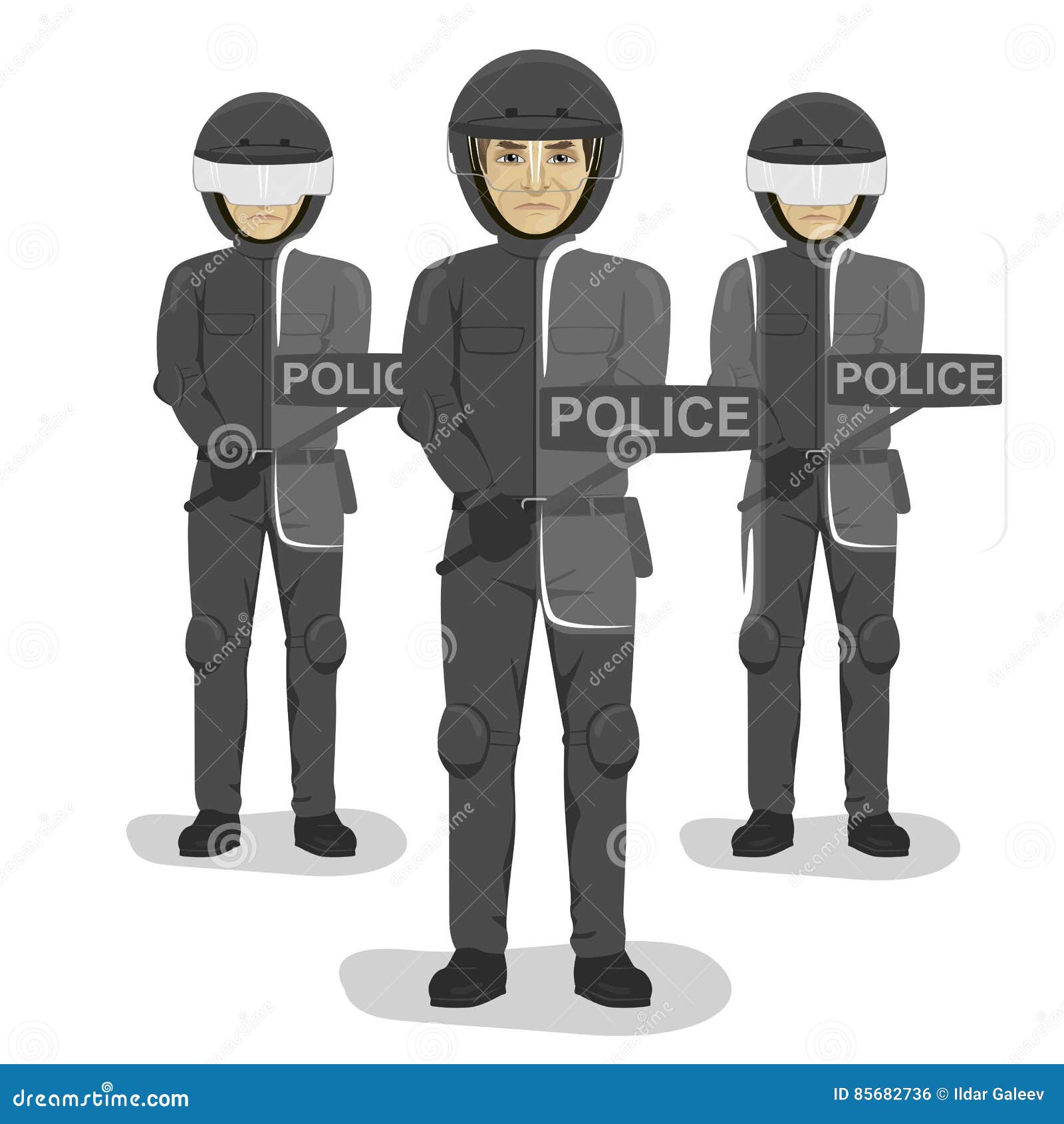 Riot Policeman Attacks With A Baton. Police Work. Authoritarian And ...