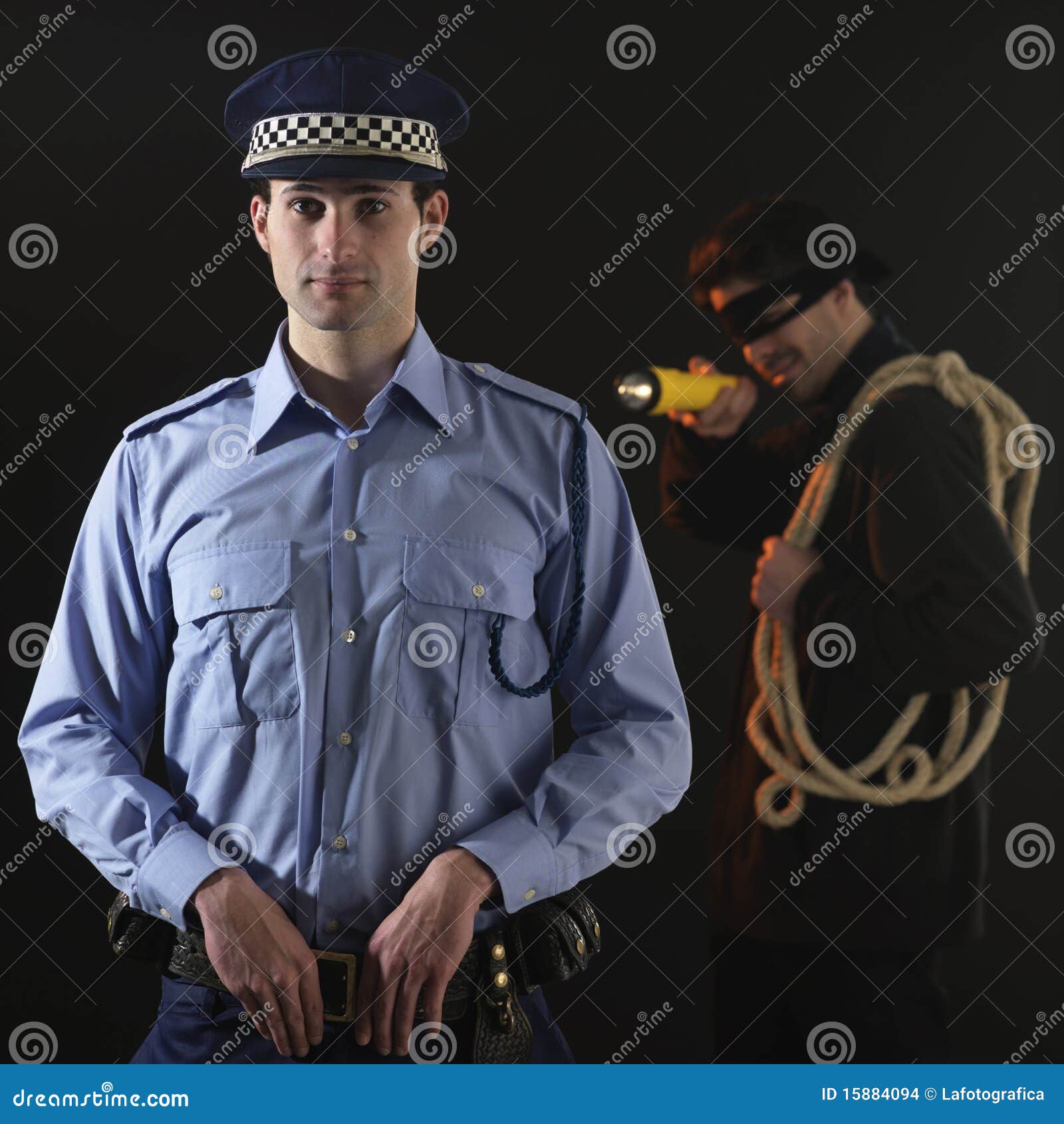 Policeman And Thief. Robbery Scene. Stock Photo - Image of crime ...
