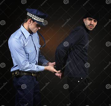 Policeman and Thief. Robbery Scene. Stock Photo - Image of person ...